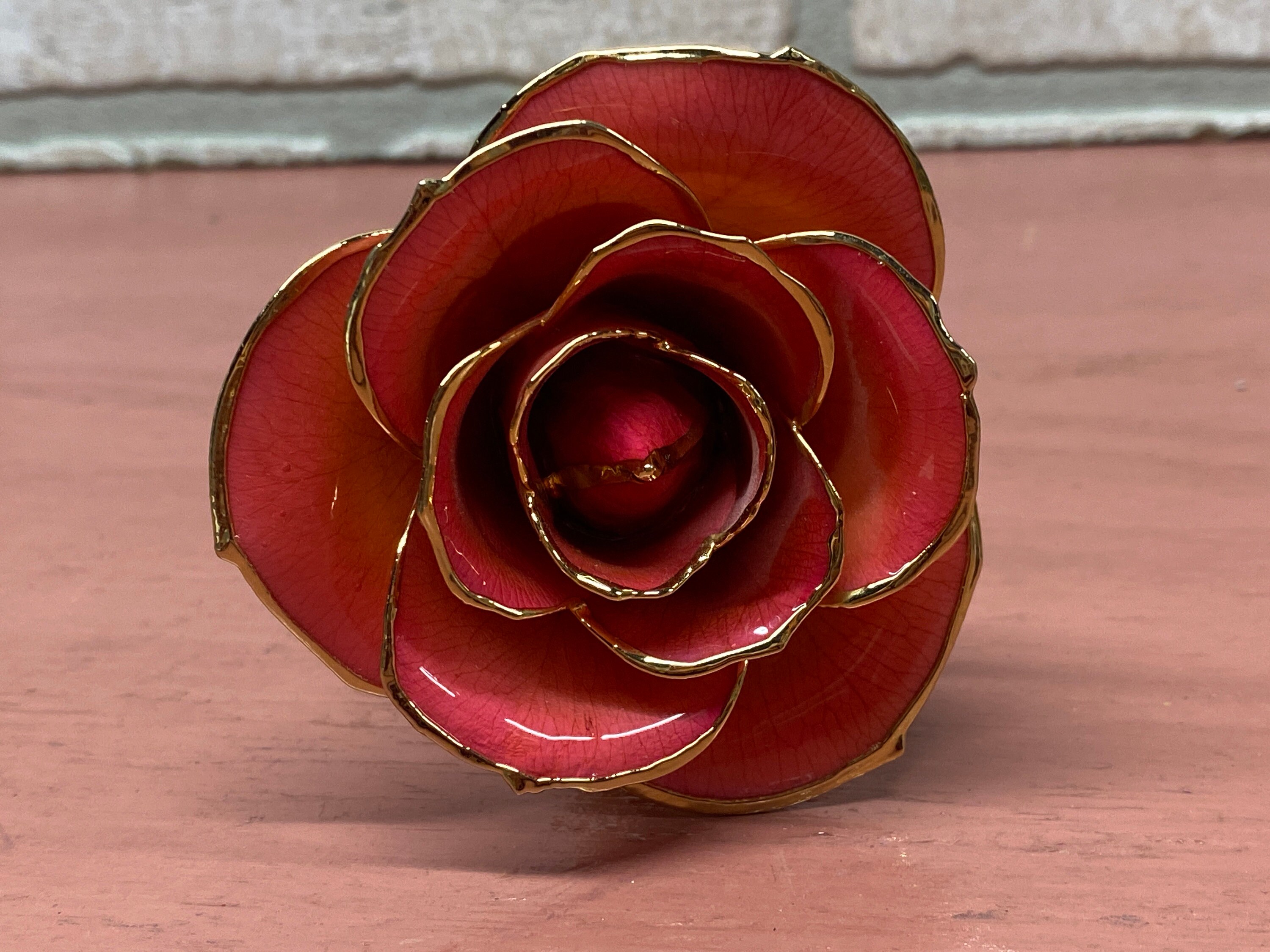 Vintage Gold Plated Red Rose Home Decor Red Rose Preserved - Etsy