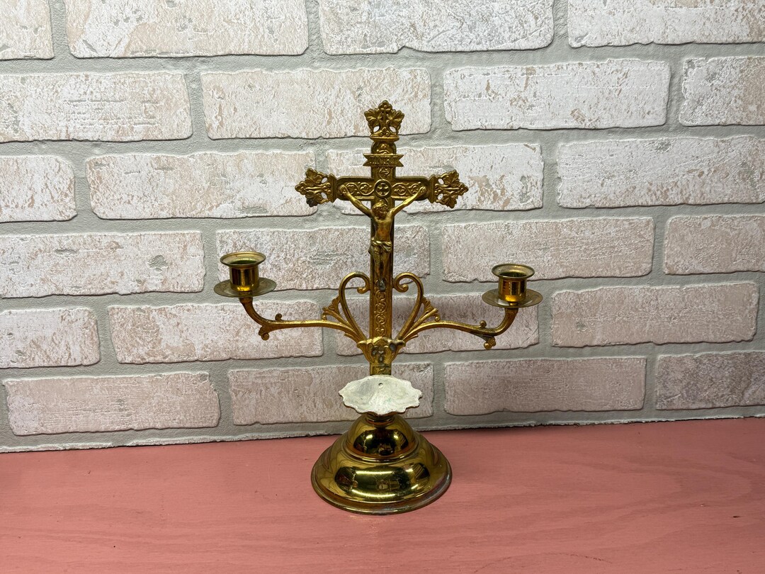 Vintage Gold Holy Water Vessel, Holy Cross, Religious Holy Water ...