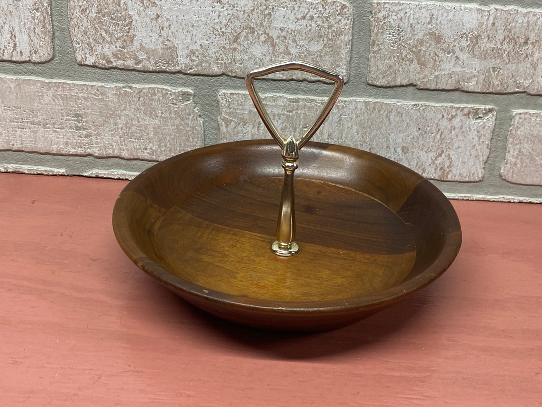 Vintage Wooden Bowl With Handle, Serving Dish With Handle, Hostess Gift ...