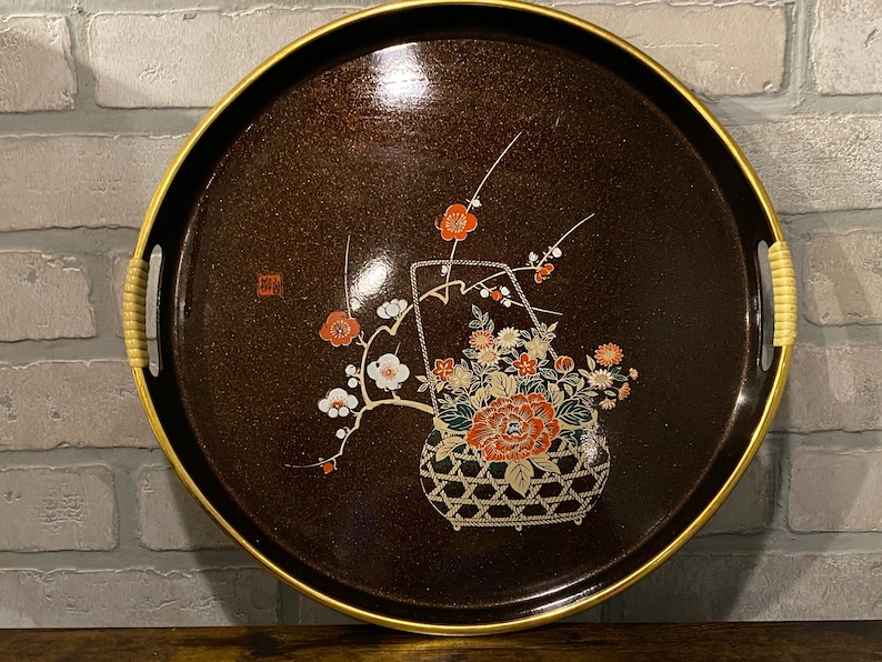 Vintage Asian Serving Tray, Handled Tray, Decorative Tray - Etsy
