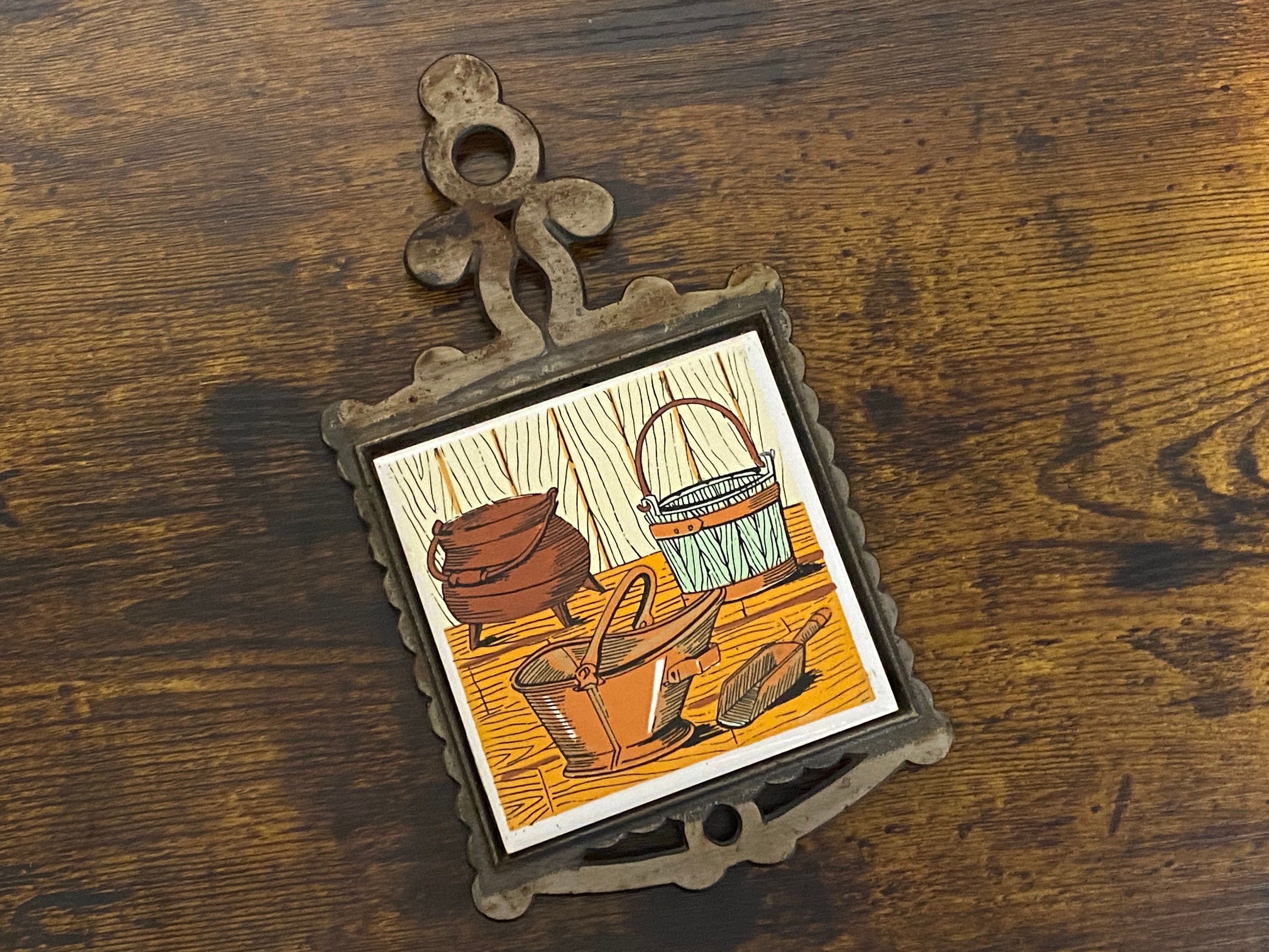 Vintage Cast Iron Bucket Design Trivet Vintage Kitchen - Etsy