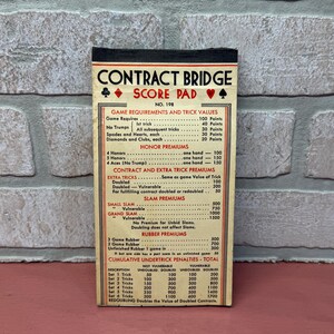 Vintage Bridge Game Scoring Pad, Collectible Bridge Game Score Keeper ...