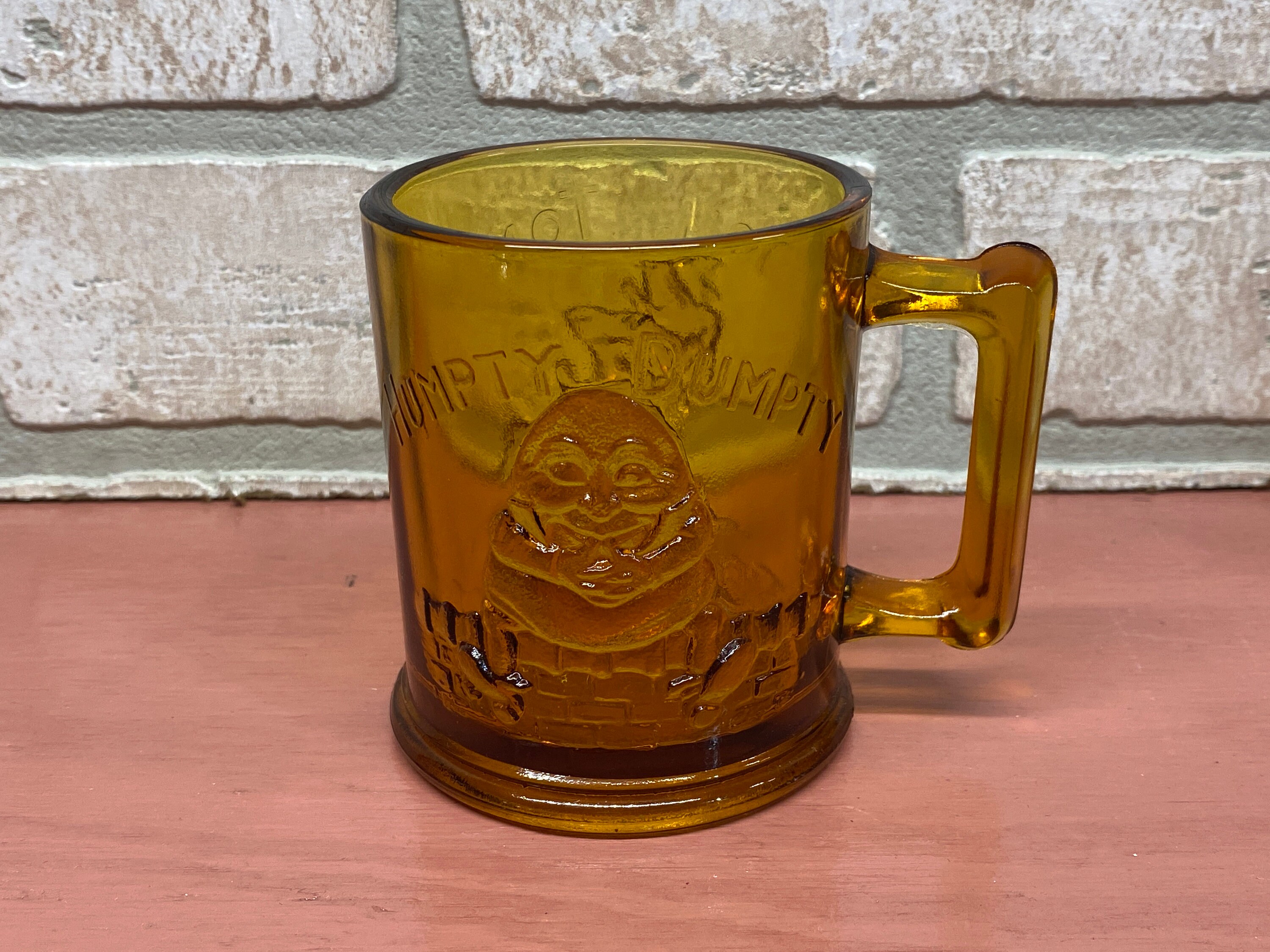 Vintage Yellow Glass Drinking Cup, Humpty Dumpty and Tom Tom Nursery ...