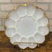 Vintage Anchor Hocking Gold Trimmed Deviled Egg Dish, Serving Platter, Serving Dish, Milk Glass ...