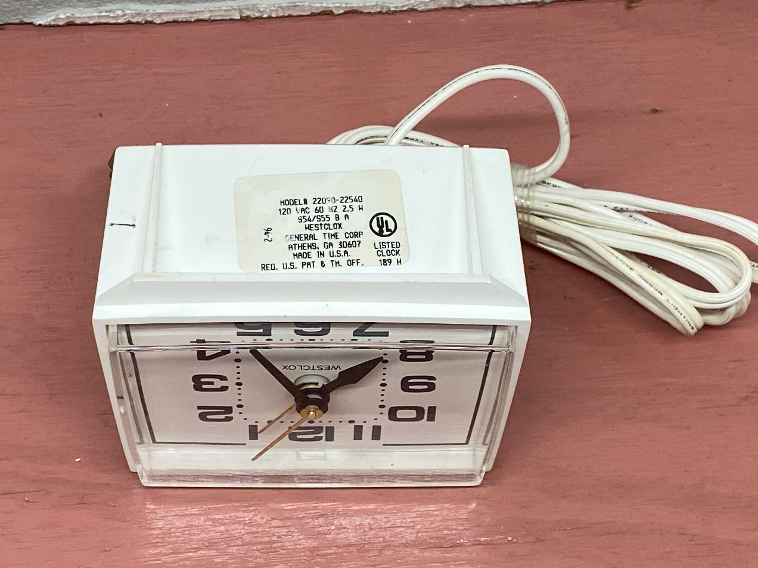 Vintage White Westclox Alarm Clock, Made in USA, Vintage Bedside Clock ...