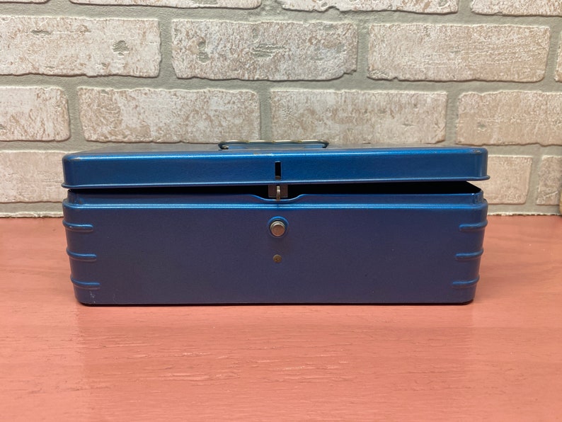 Vintage Blue Lock Box, Cash Box With Handle - Etsy