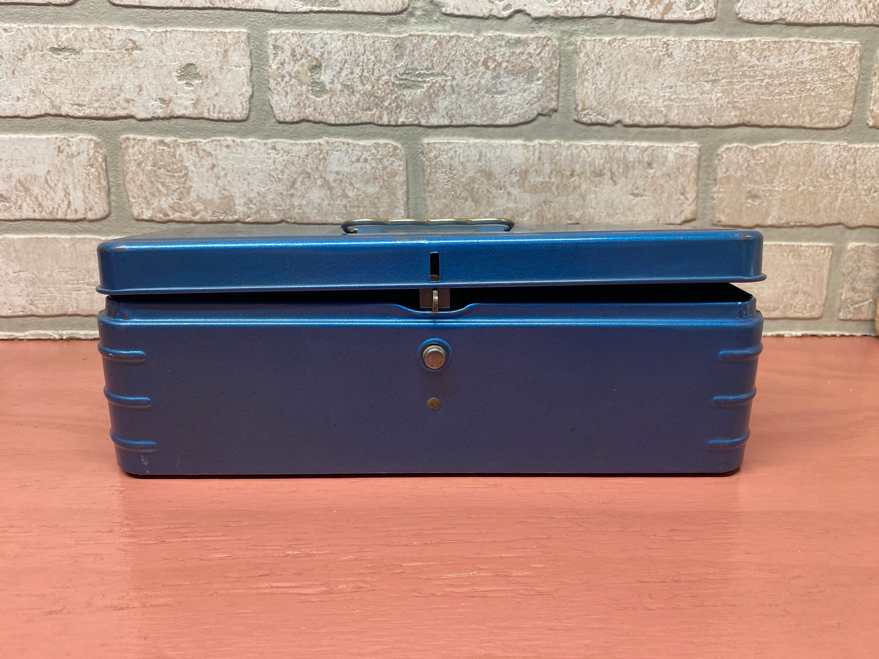 Vintage Blue Lock Box, Cash Box With Handle - Etsy