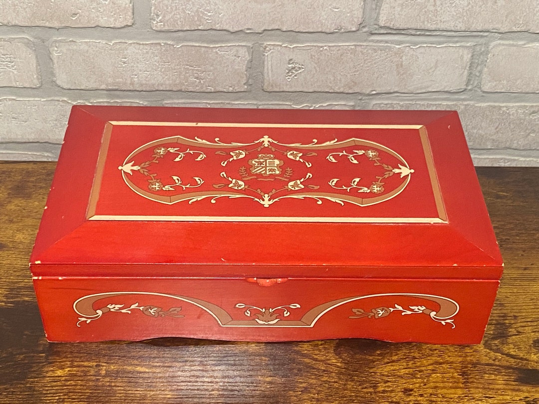 Wooden Red Jewelry Box, Jewelry Storage, Musical Jewelry Box - Etsy
