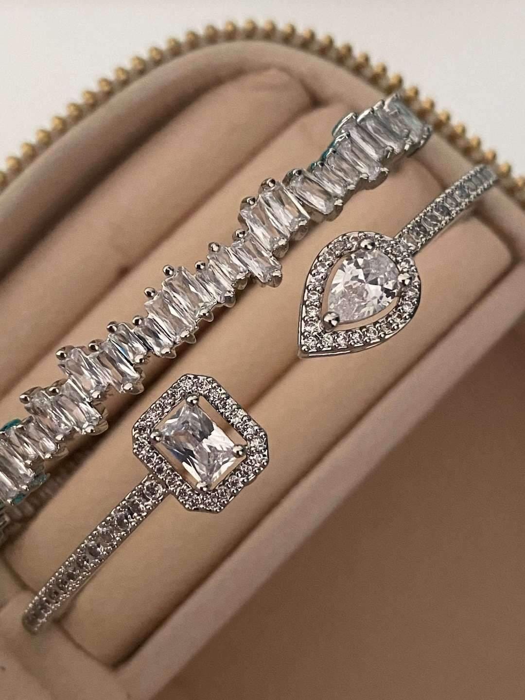 SAINT LUCA DUO Cuff Set | Bracelet Sets for Women | Silver Bracelet Set ...