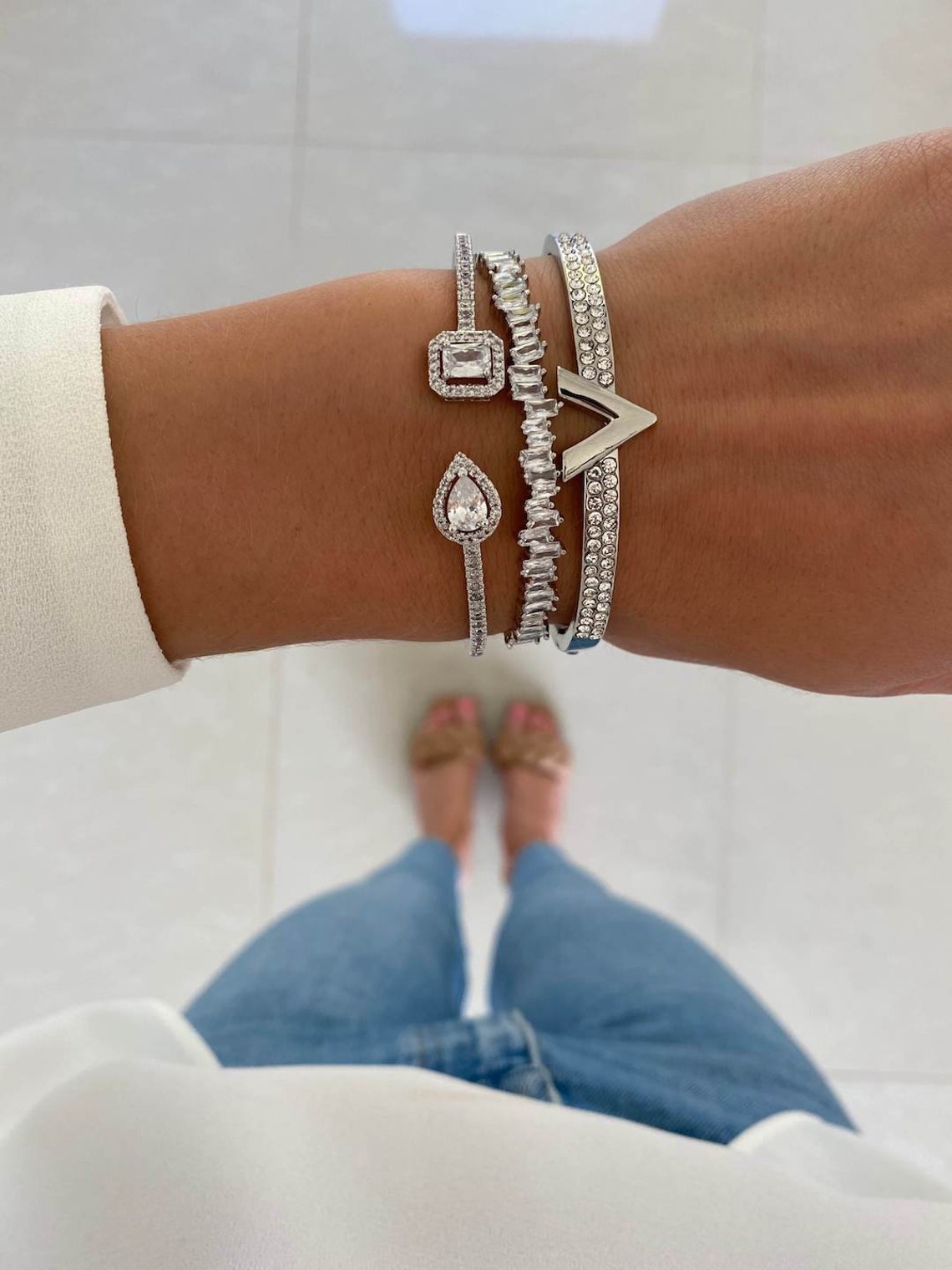 SAINT LUCA TRIPLE Silver Luxe Set Silver Bracelet Set - Etsy