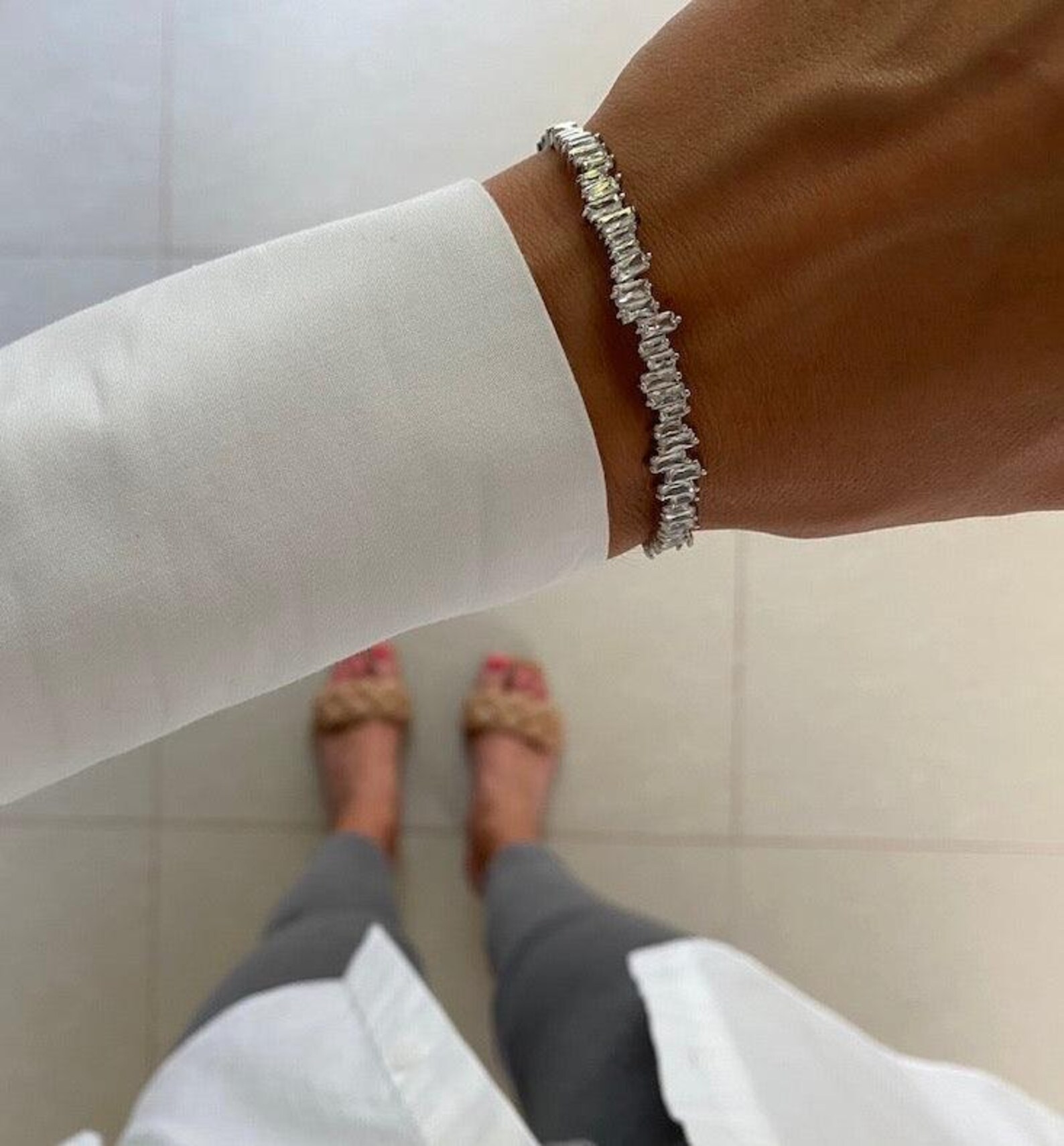 SAINT LUCA TRIPLE Silver Luxe Set Silver Bracelet Set Adjustable ...