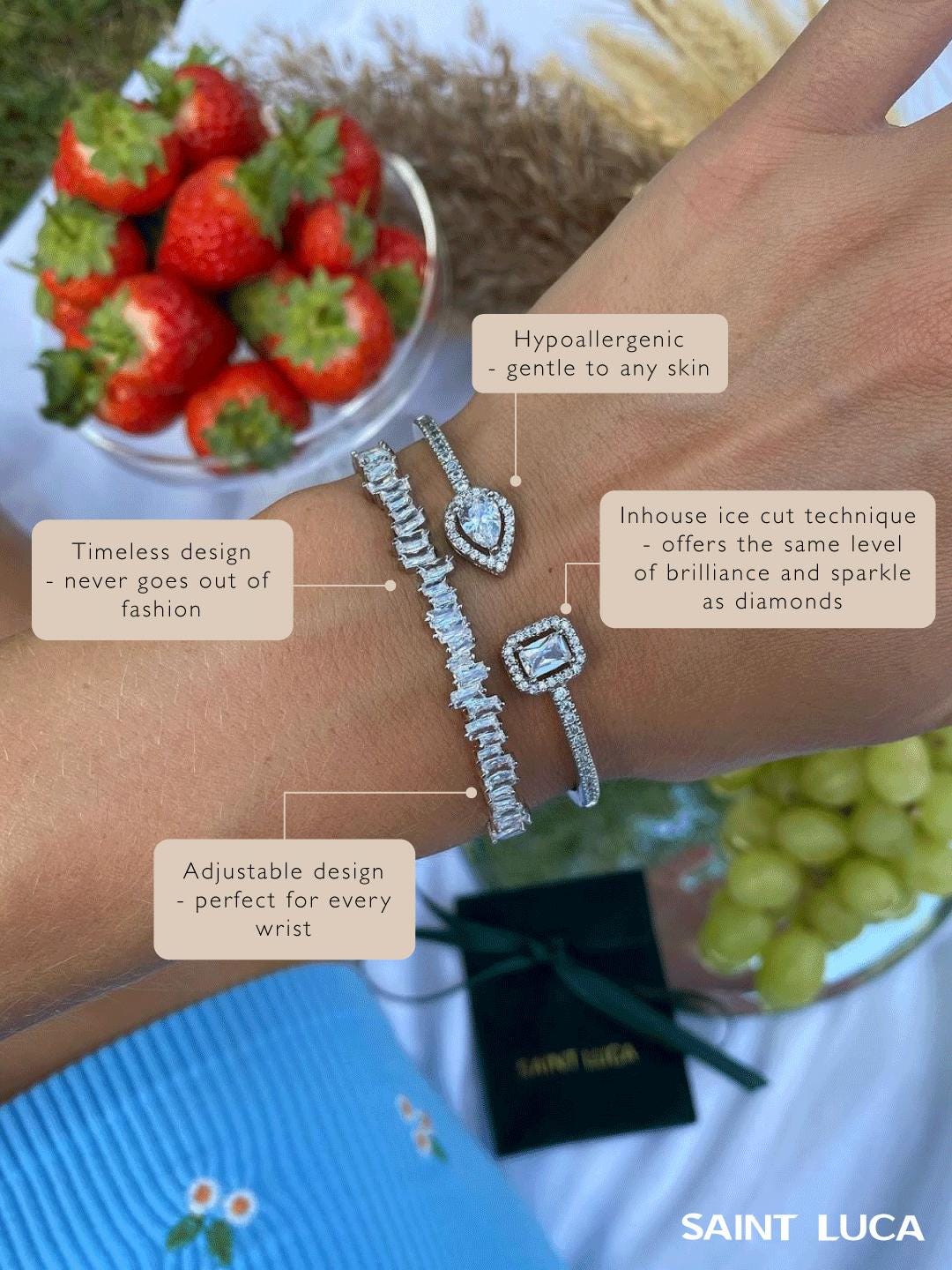SAINT LUCA DUO Cuff Set Bracelet Sets for Women Silver Bracelet Set ...