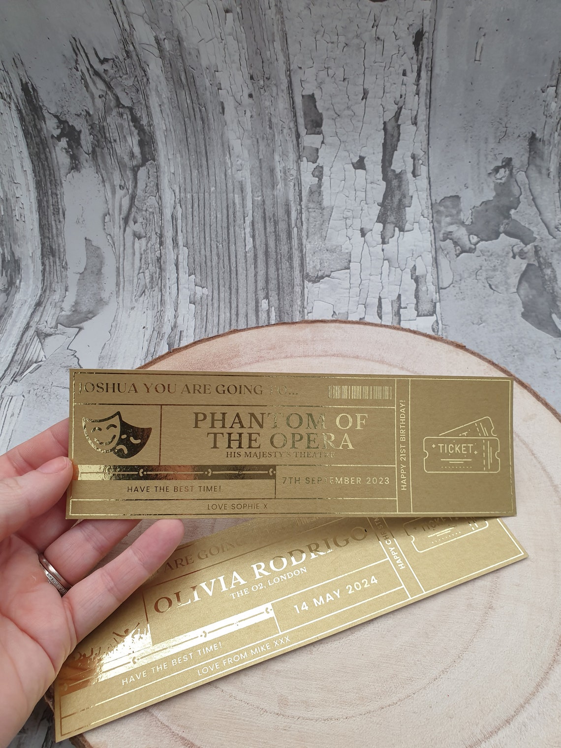 Personalised Event Foiled Ticket, Custom Souvenir Golden Foil Ticket ...
