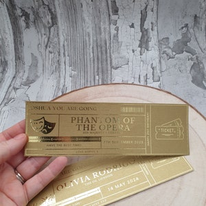 Personalised Event Foiled Ticket, Custom Souvenir Golden Foil Ticket ...