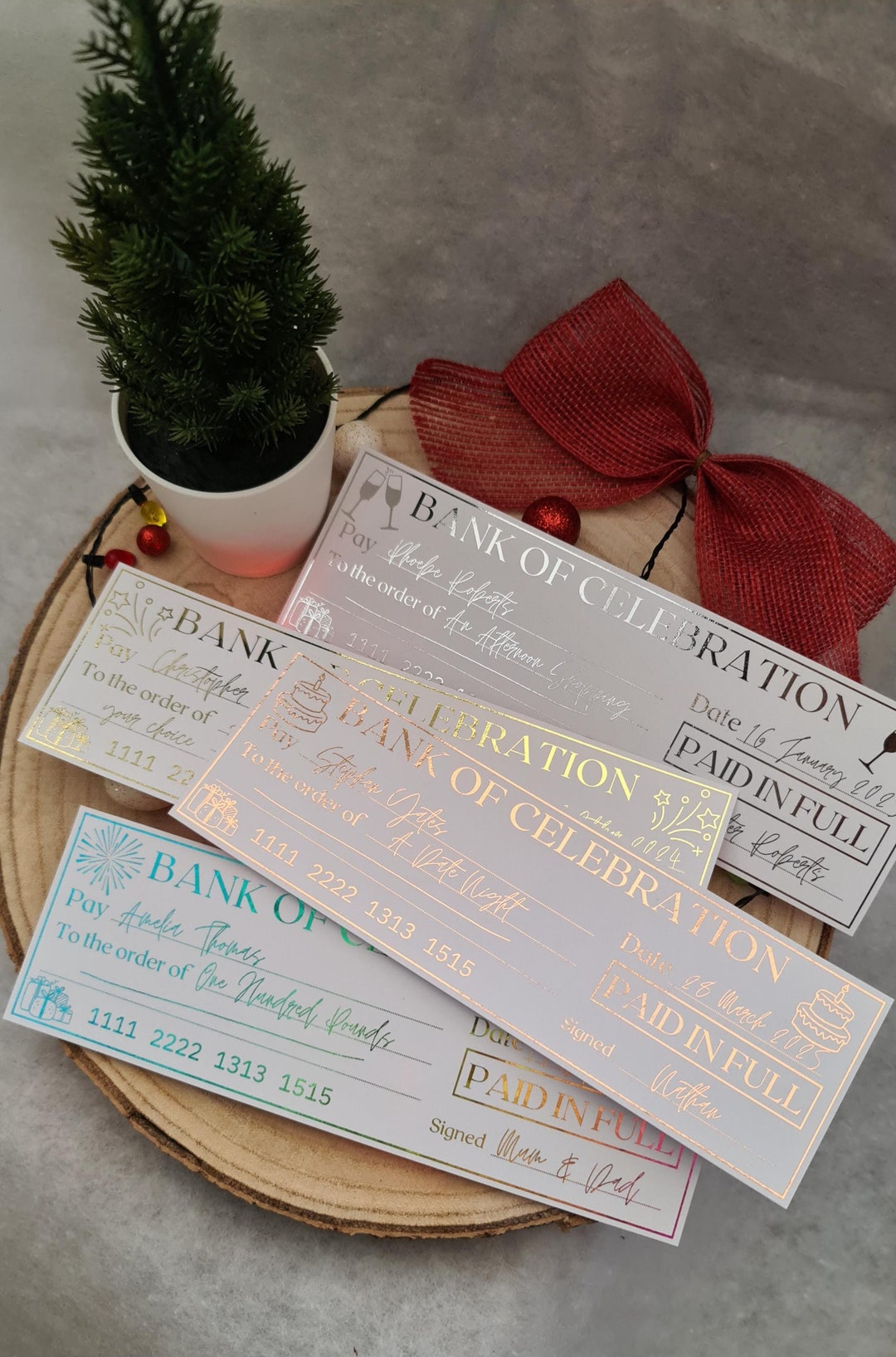 Personalised White Event Foiled Cheque, Custom Souvenir Golden Foil ...