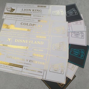 Personalised Event Foiled Ticket, Custom Souvenir Golden Foil Ticket ...