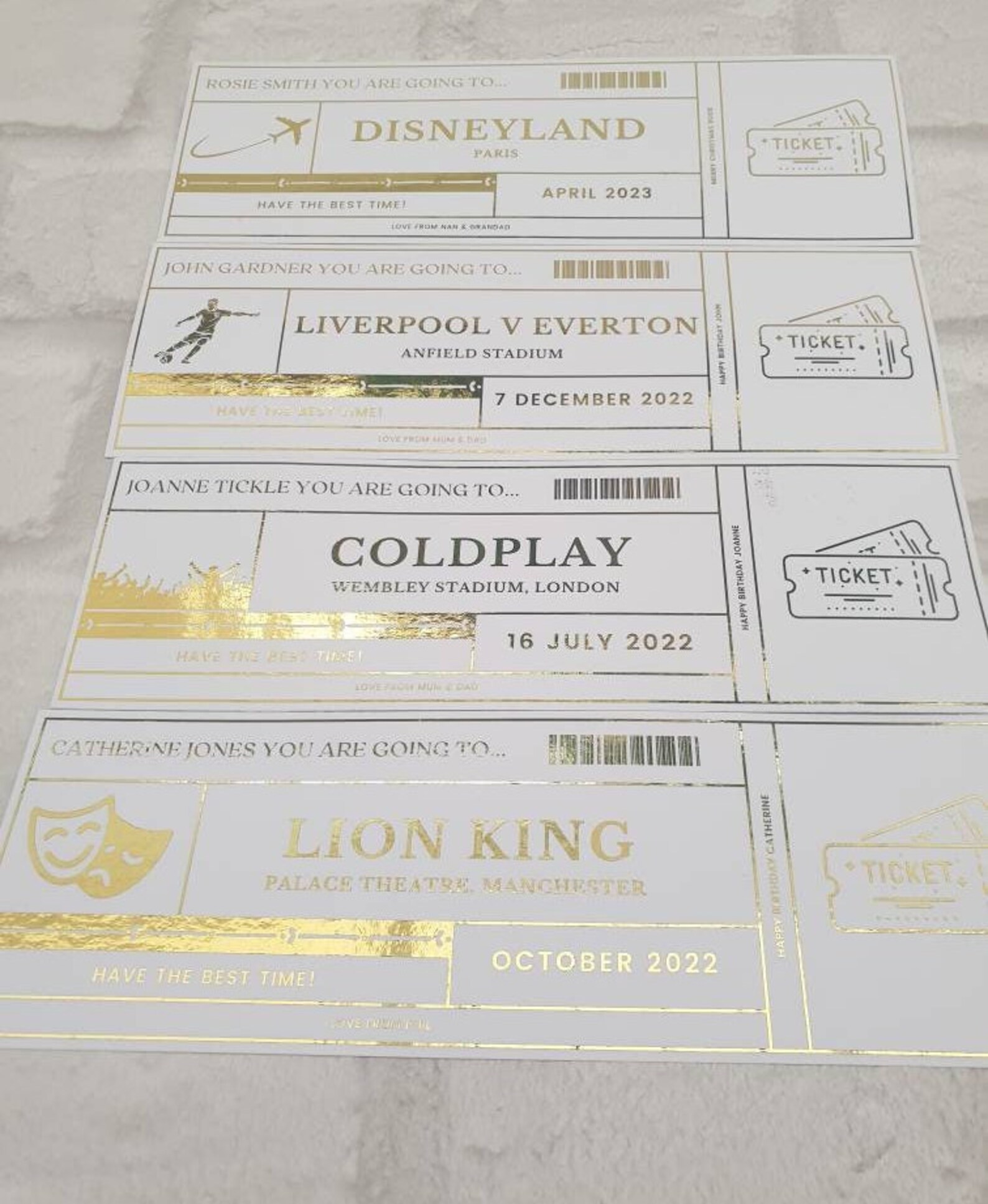 Personalised Event Foiled Ticket Custom Souvenir Golden - Etsy UK