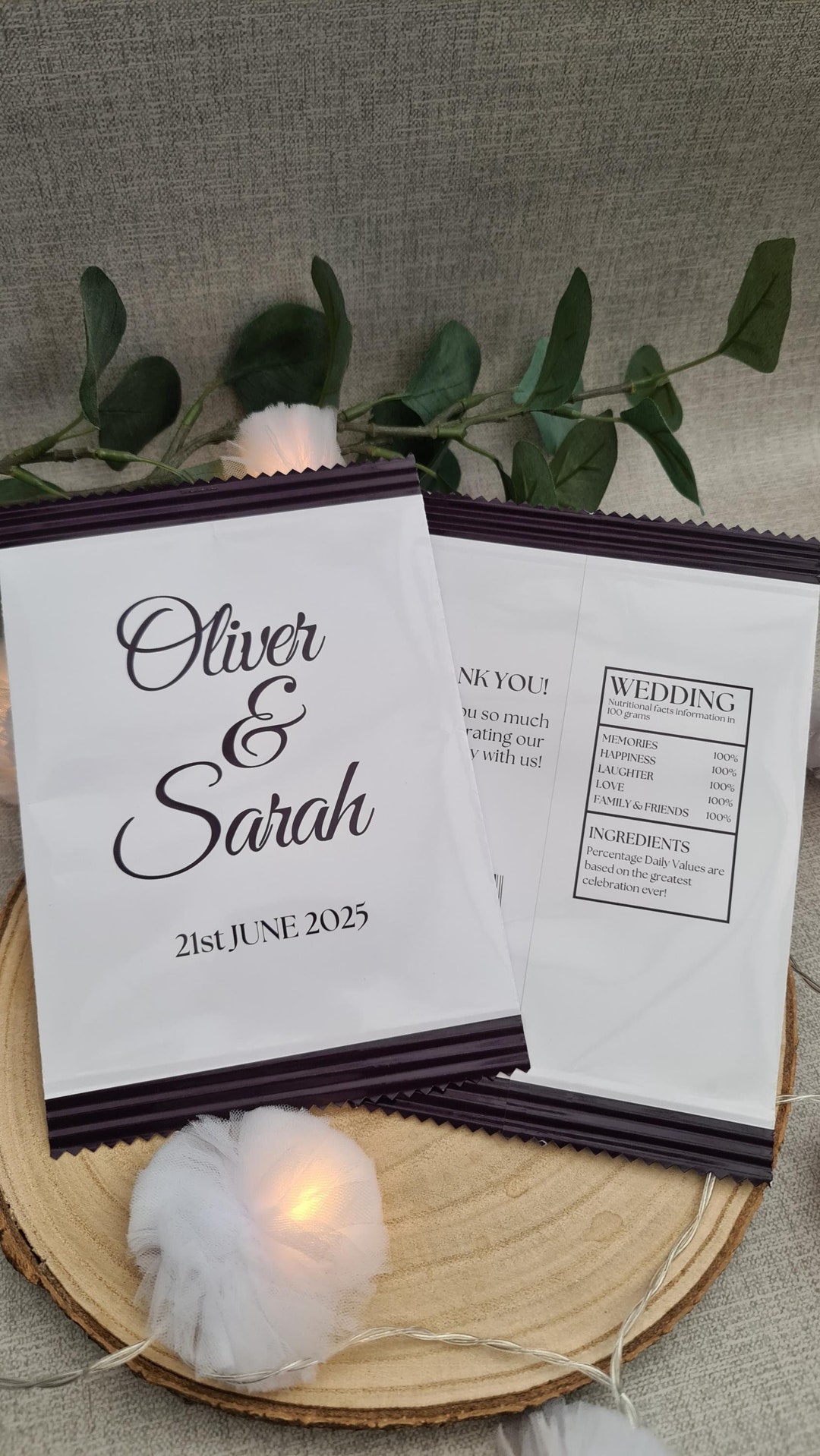 Personalised Black & White Wedding Crisp Packets, Custom B/W Chip Bags ...
