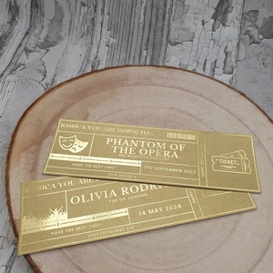 Personalised Event Foiled Ticket, Custom Souvenir Golden Foil Ticket ...