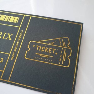 Personalised Event Foiled Ticket, Custom Souvenir Golden Foil Ticket ...