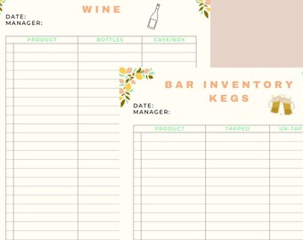Bar Inventory and Ordering Template | Excel Spreadsheet for Restaurant or Bar Ordering ...