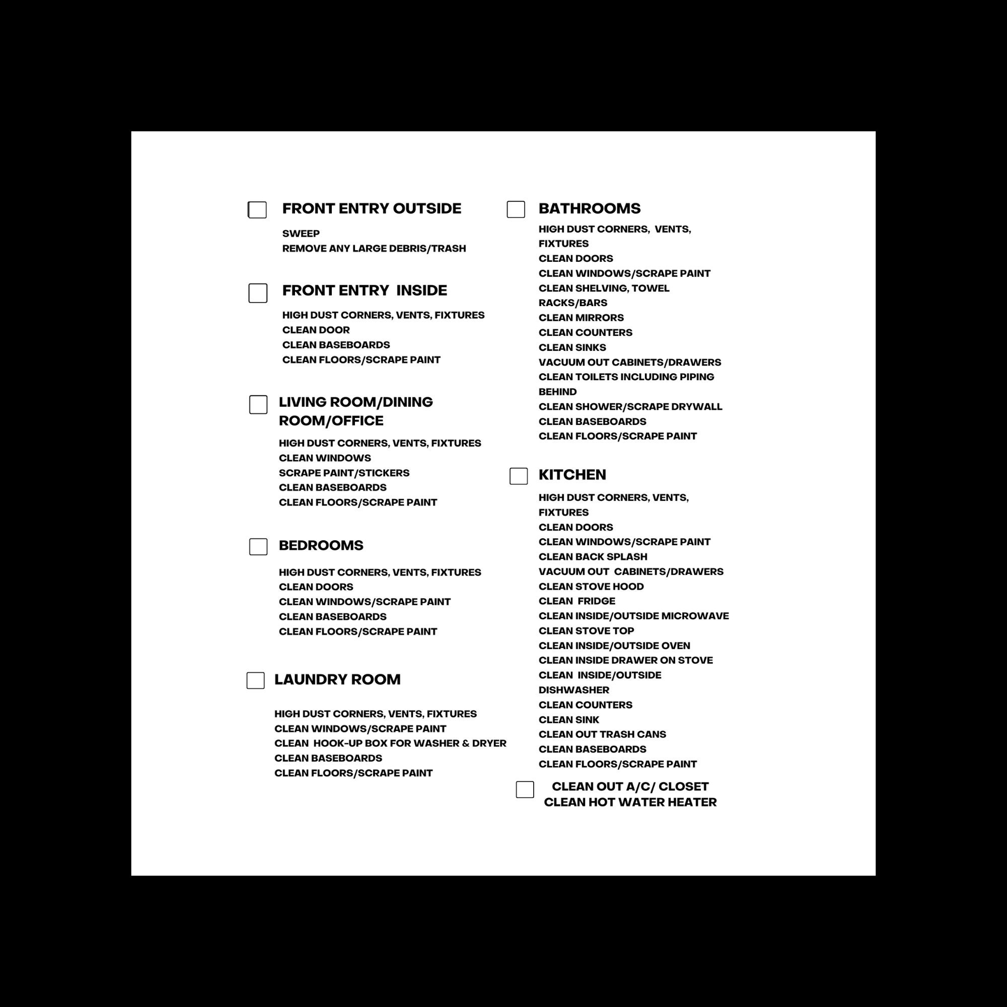Post Construction Cleaning Checklist. Printable. Editable. - Etsy