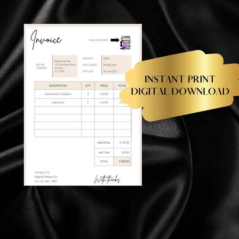 Invoice Template. Editable Invoice. Printable Order Form. Editable ...