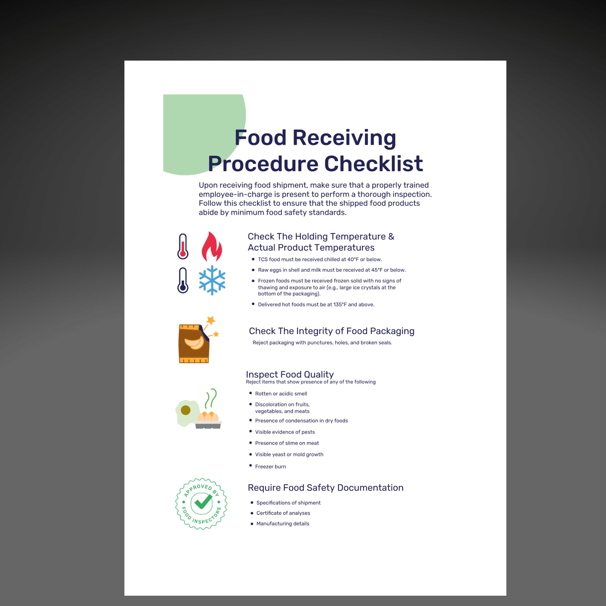 Restaurant Receiving Log and Receiving Food Procedure Poster - Etsy