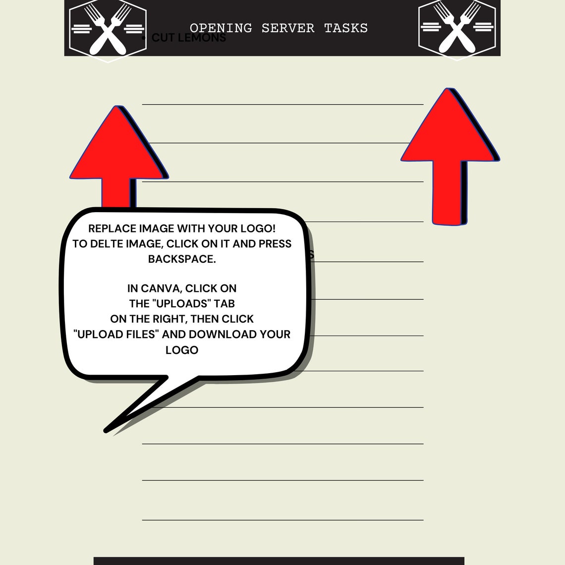 Printable Restaurant Open and Closing Checklist Template. Instant Print ...