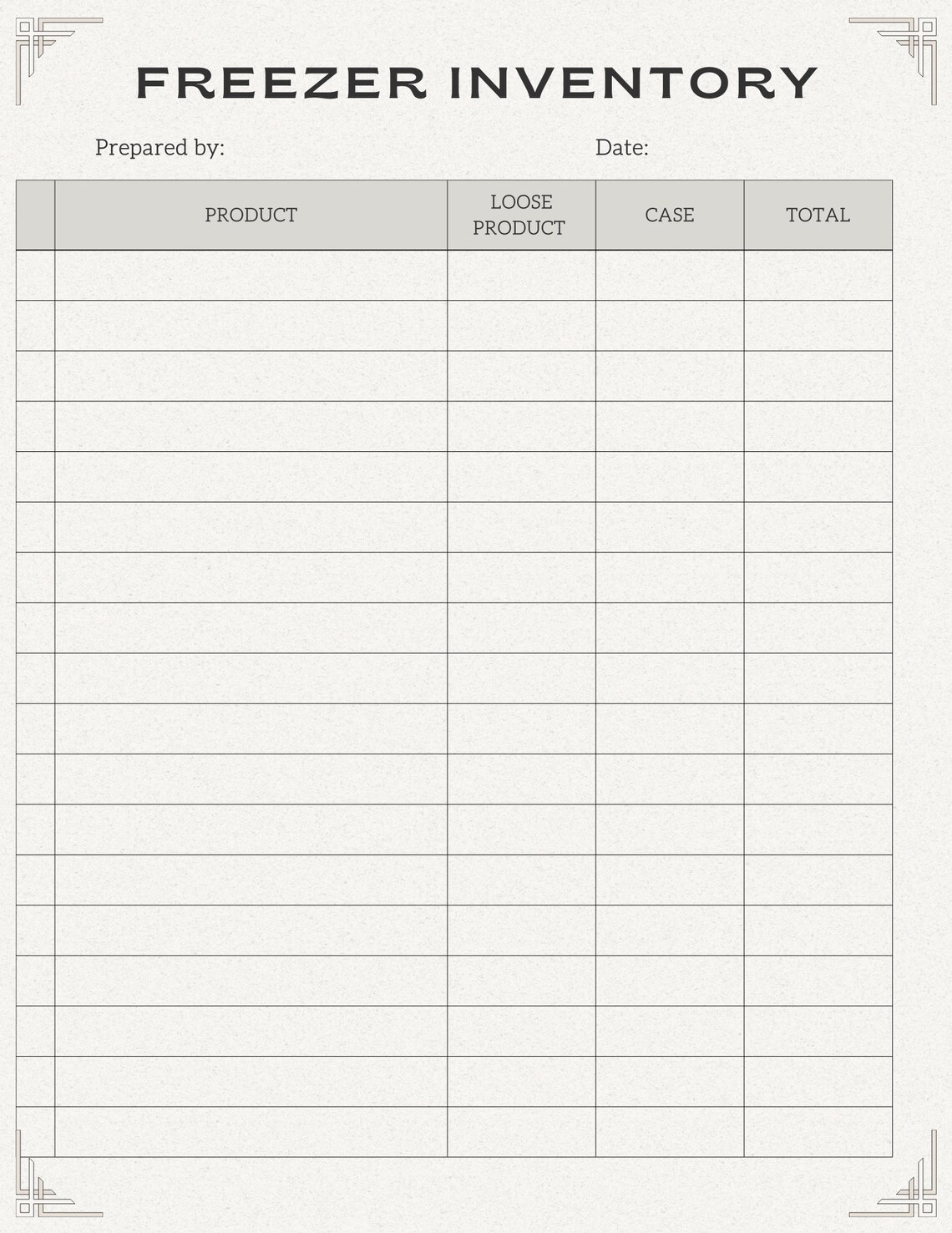 Restaurant Inventory Template. Supply Order List. Printable. - Etsy