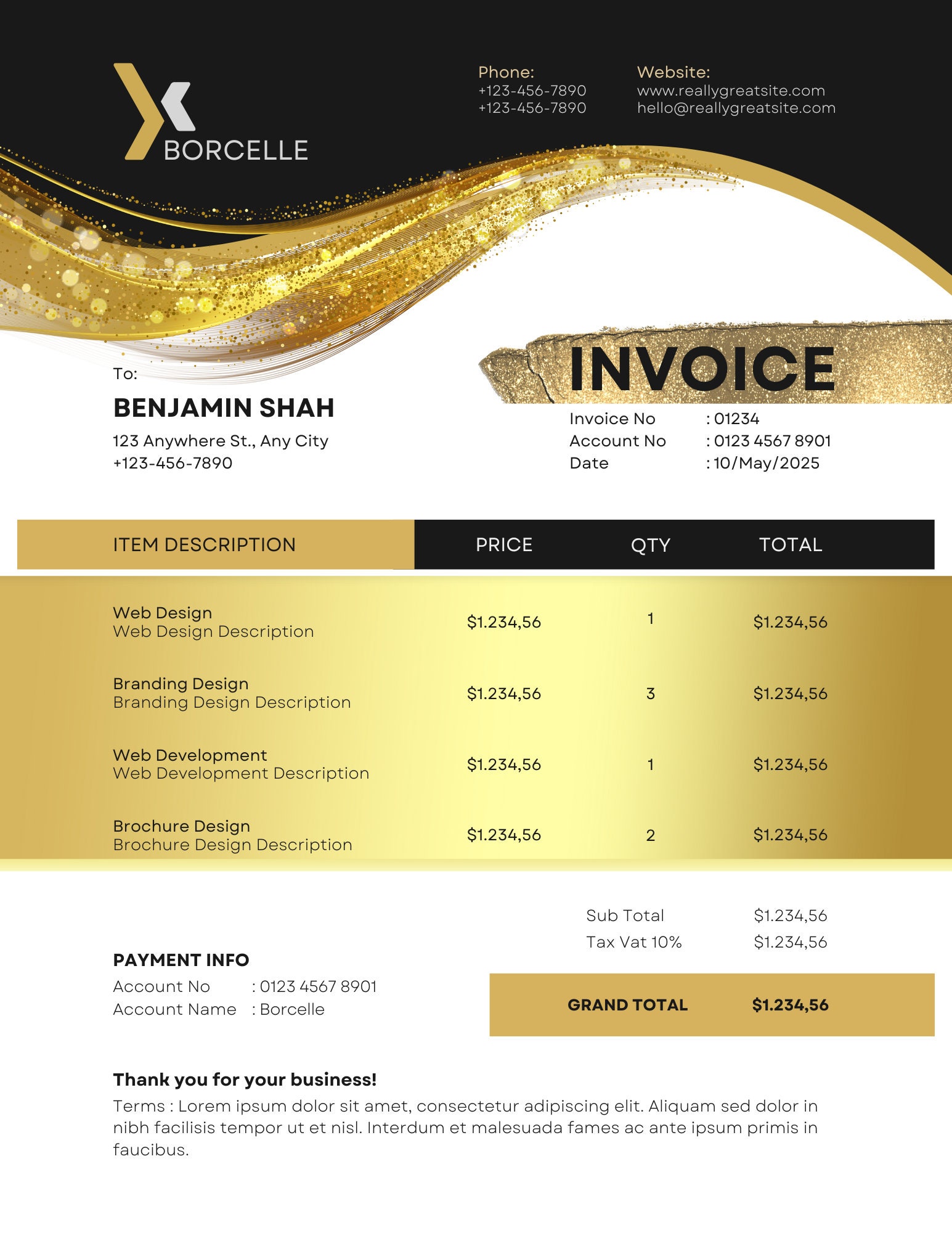 Business Invoice Template. Billing Invoice. Client Invoice. Customer ...