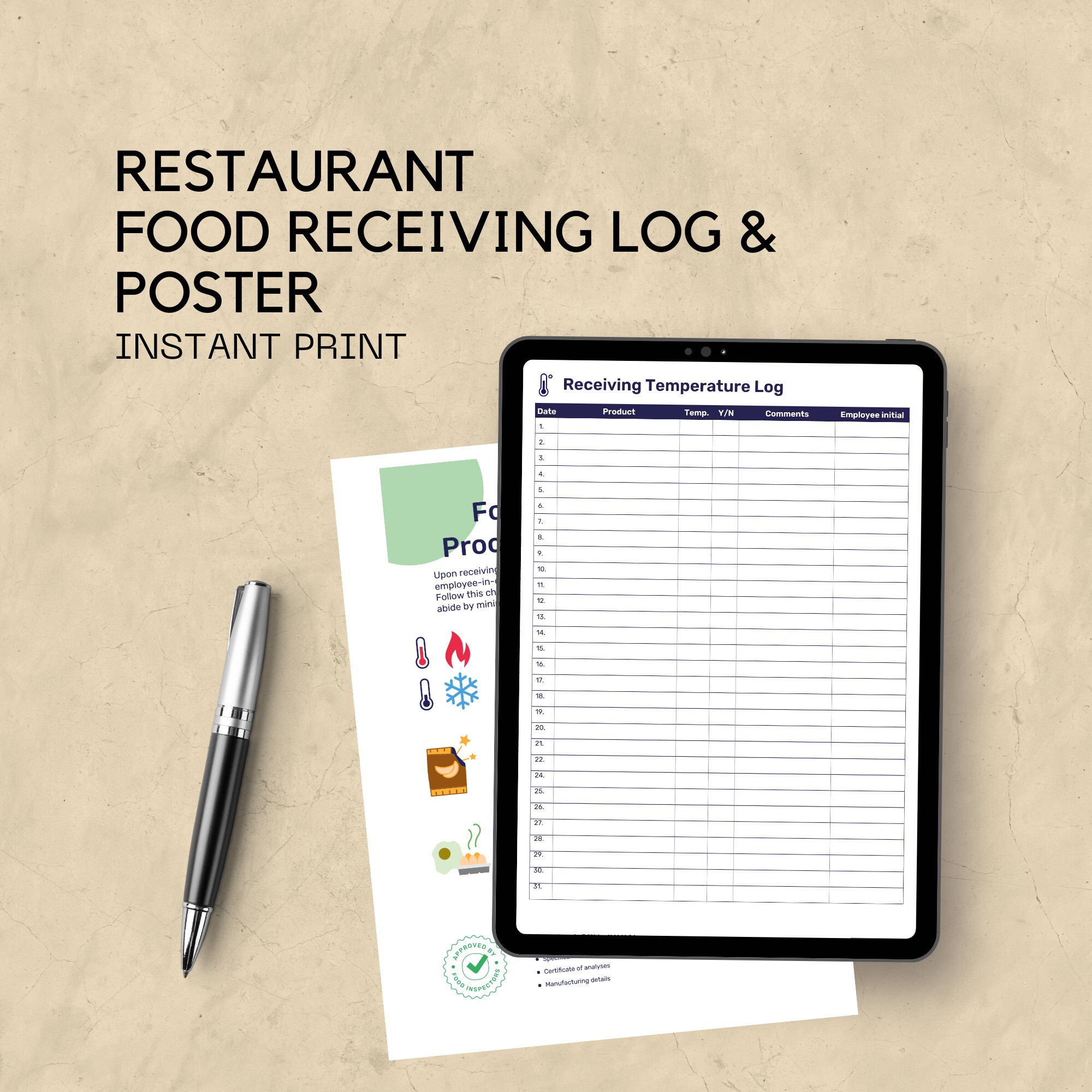 Restaurant Receiving Log and Receiving Food Procedure Poster - Etsy