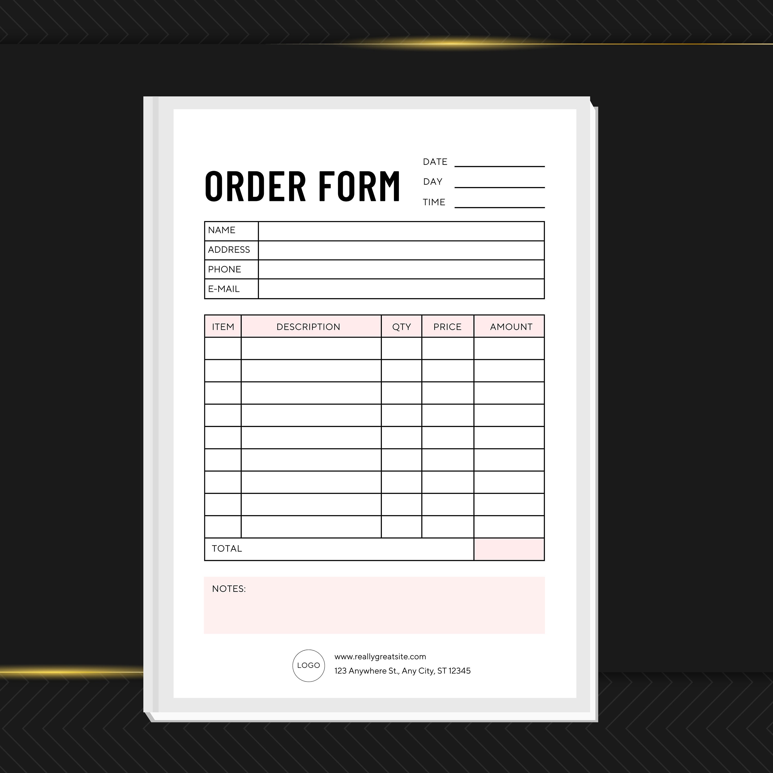 Catering Order Form. Delivery Order Form. Restaurant Custom Order ...