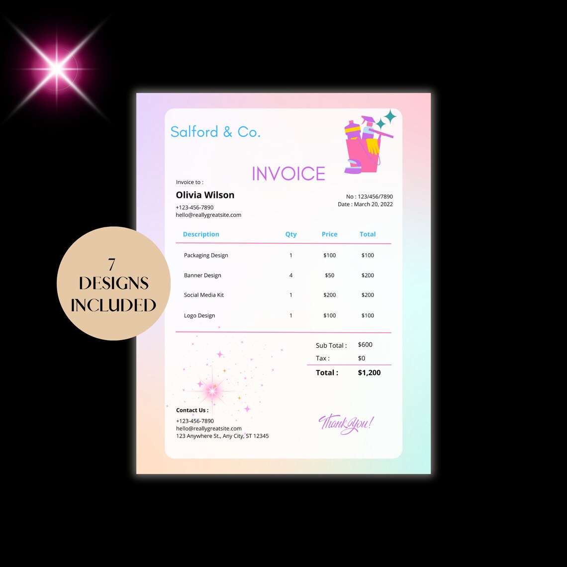 Printable Cleaning Invoice. Cleaning Business Invoice Template ...