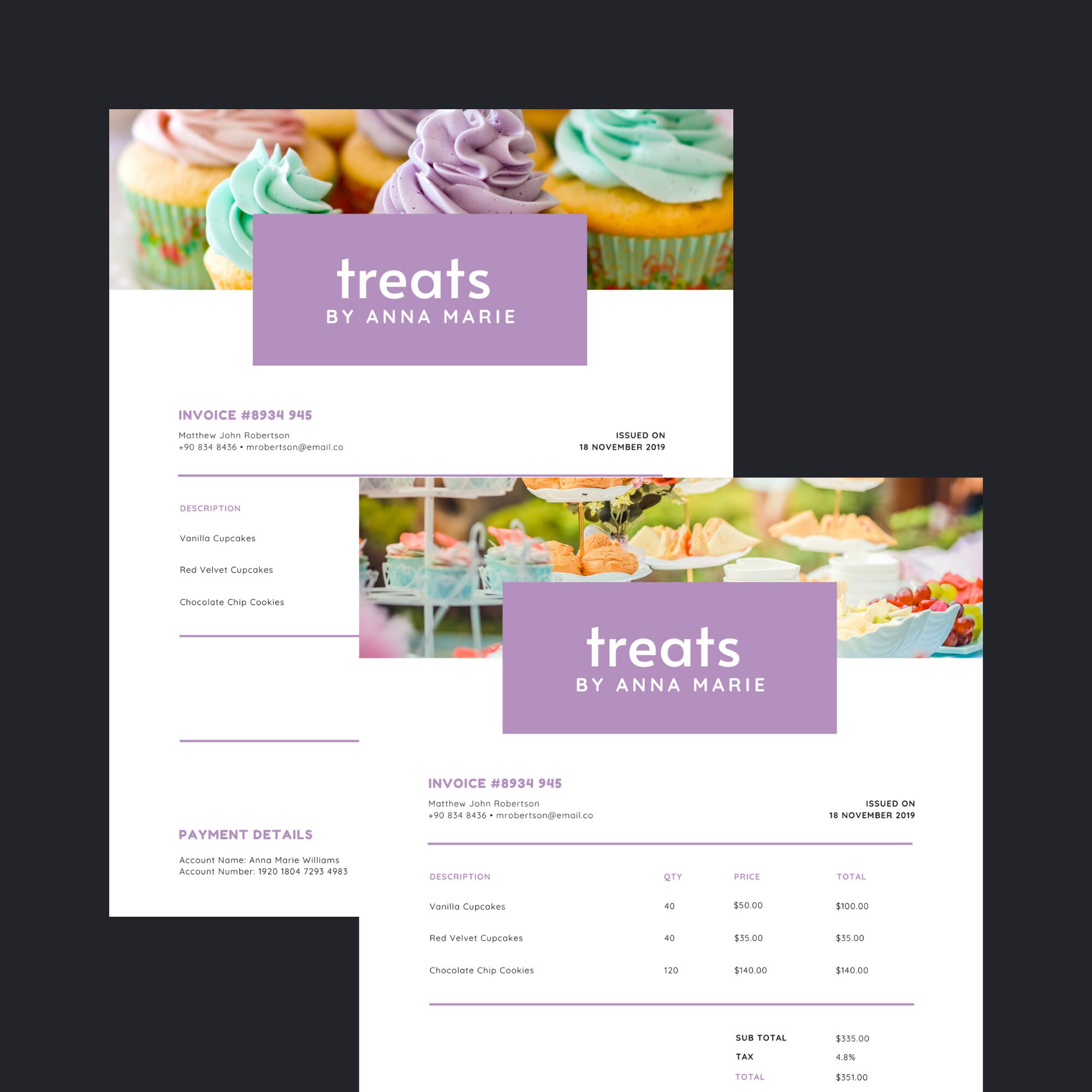 Bakery Invoice. Customer Cake Order. Bakery Catering Invoice. Cookie ...