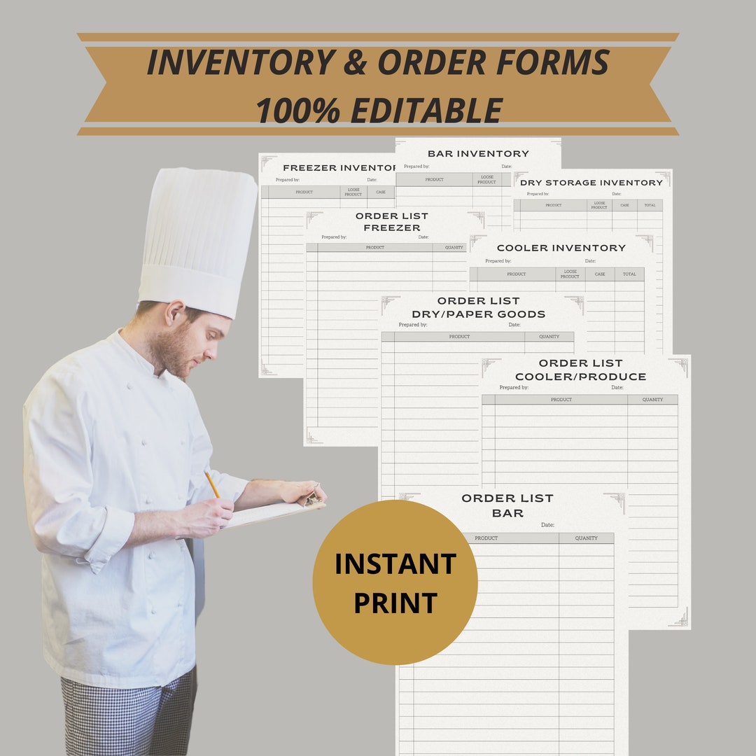 Restaurant Inventory Template. Supply Order List. Printable. - Etsy