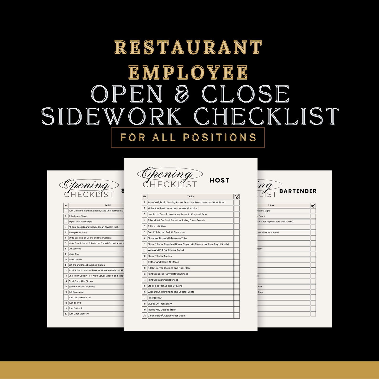 Restaurant Employee Checklist for Opening & Closing Tasks. Templates ...