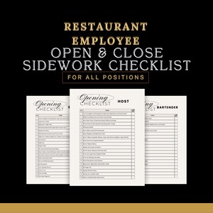 Restaurant Employee Checklist for Opening & Closing Tasks. Templates ...