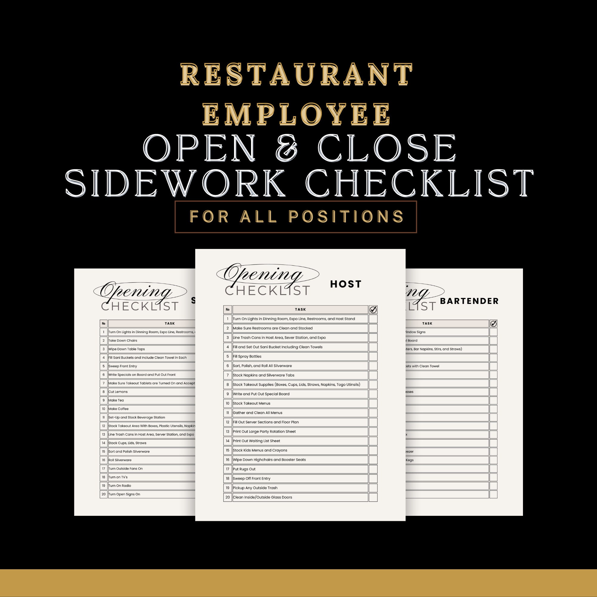 Restaurant Employee Checklist for Opening & Closing Tasks. Templates ...