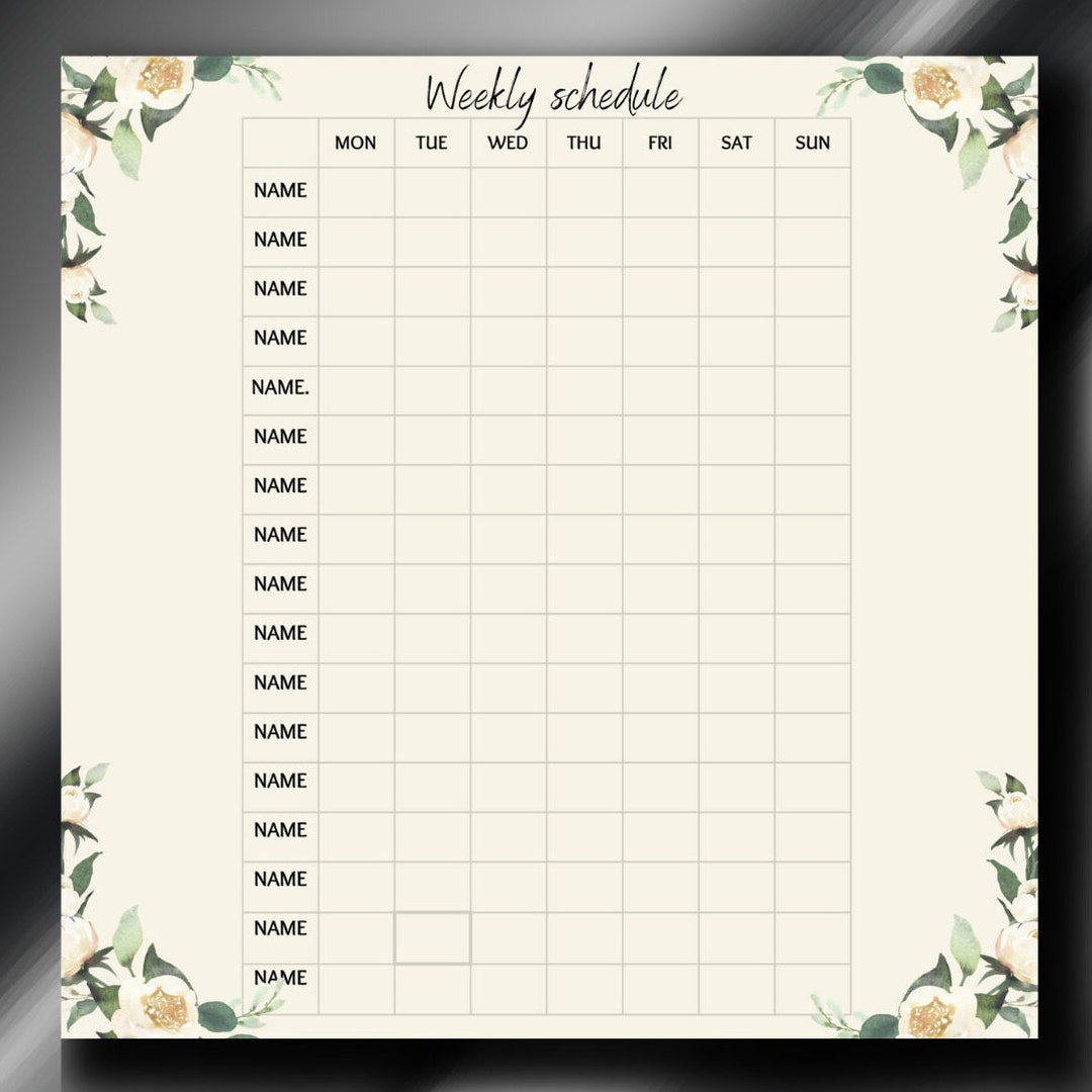 Weekly Employee Scheduling Template. Editable Weekly Work Calendar ...