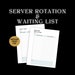 Restaurant Server Rotation & Wait List Template (digital Download) - Etsy
