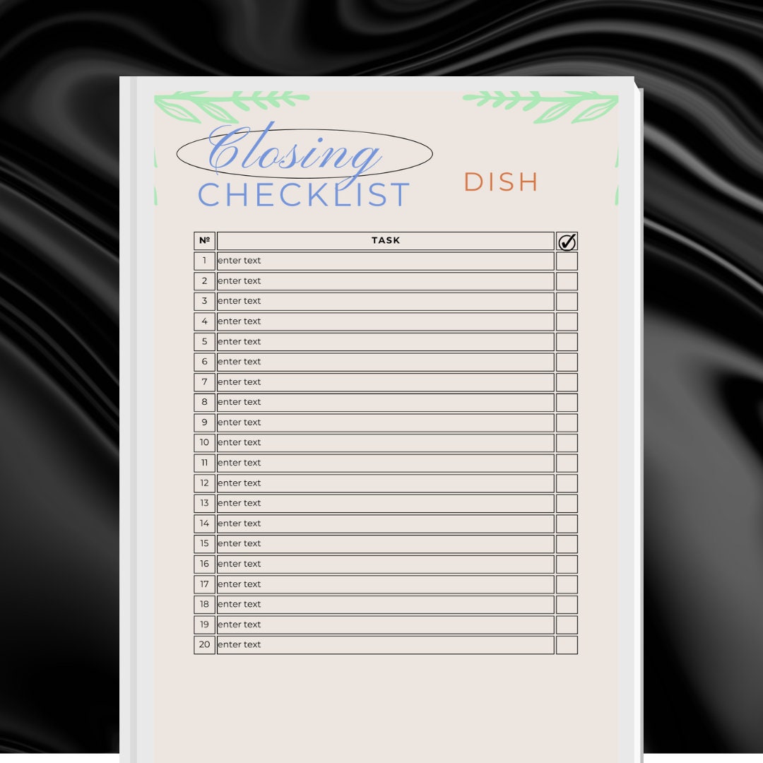 Restaurant Employee Checklist. Opening Checklist. Closing - Etsy
