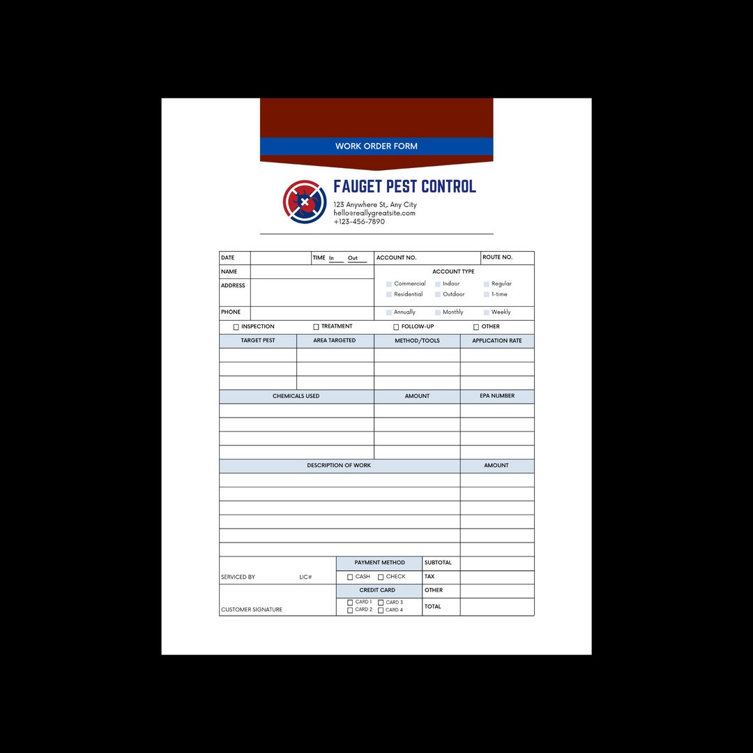 Pest Control Invoice. Pest Control Service. Pest Control Receipt. Pest ...