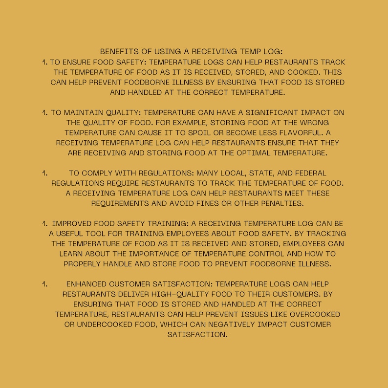 Restaurant Receiving Log and Receiving Food Procedure Poster - Etsy