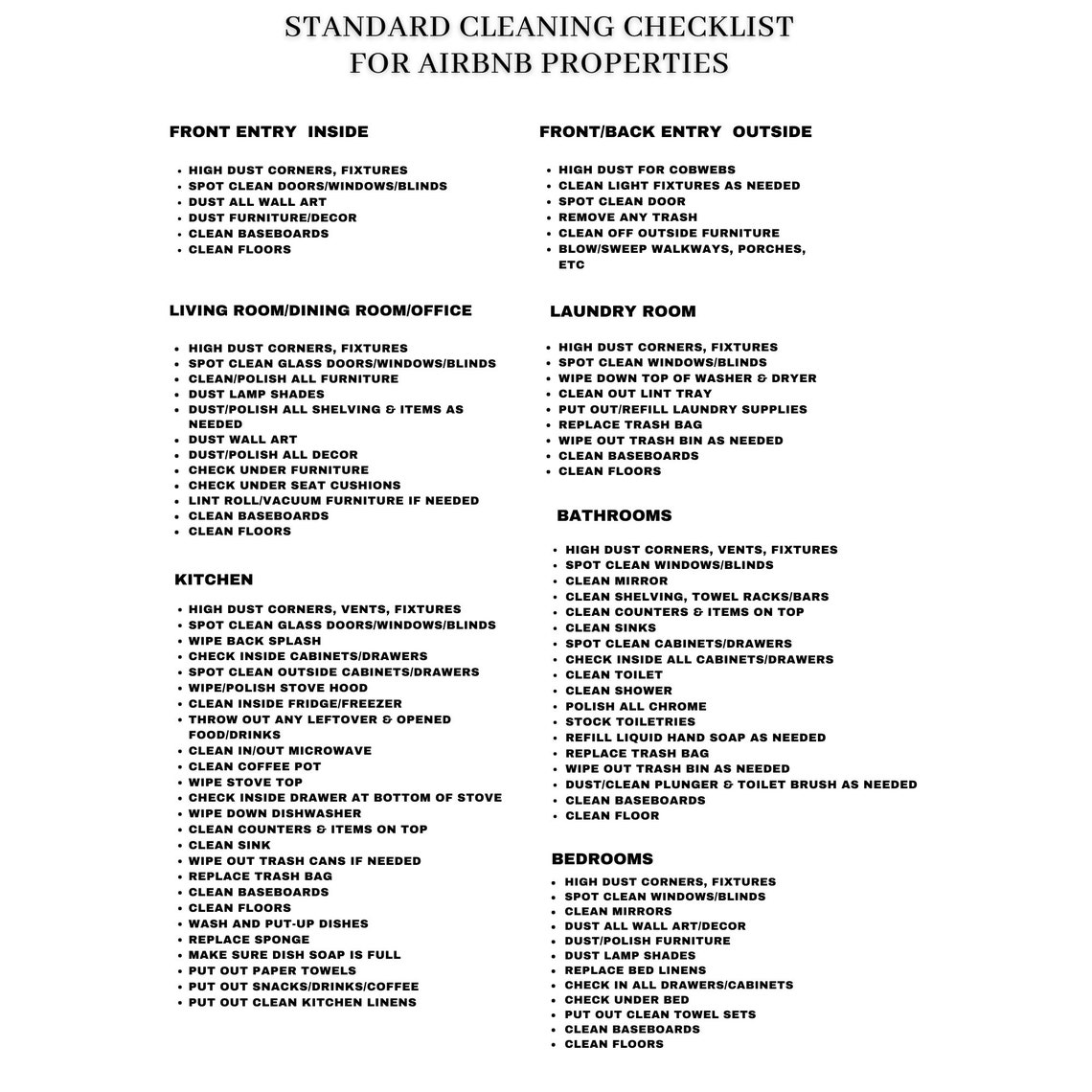 Airbnb Cleaning Checklist Instant Print And Editable PDF Etsy Airbnb Cleaning Checklist Instant Print And Editable PDF Etsy