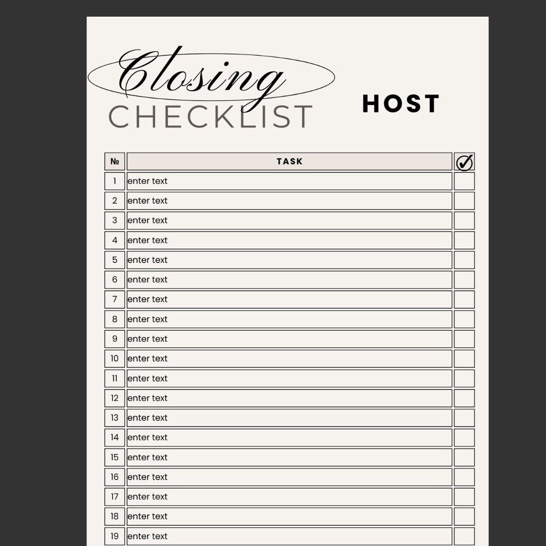 Restaurant Employee Checklist for Opening & Closing Tasks. Templates ...