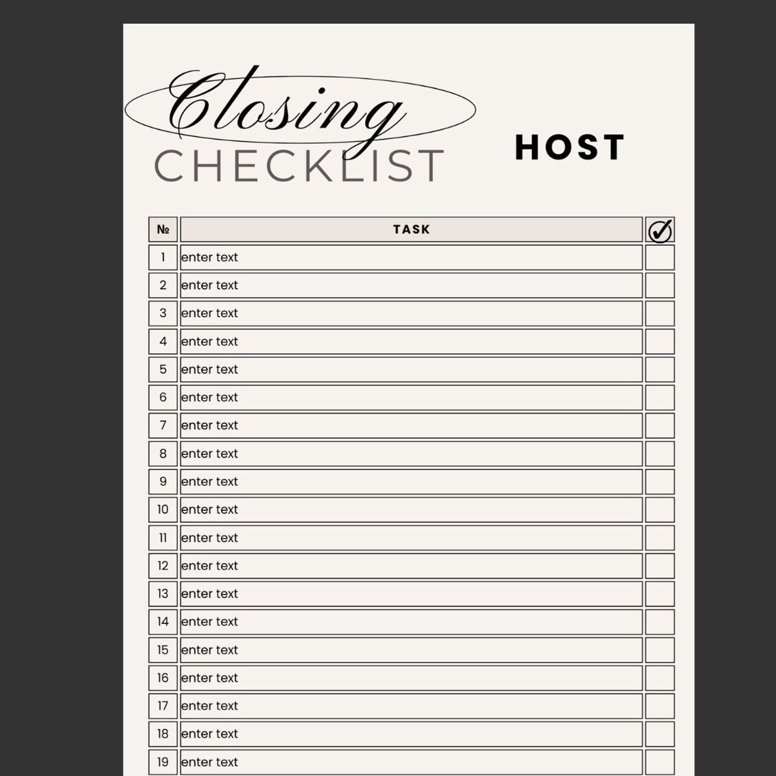 Restaurant Employee Checklist for Opening & Closing Tasks. Templates ...