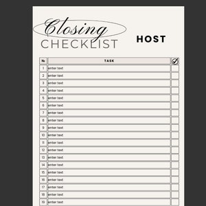 Restaurant Employee Checklist for Opening & Closing Tasks. Templates ...