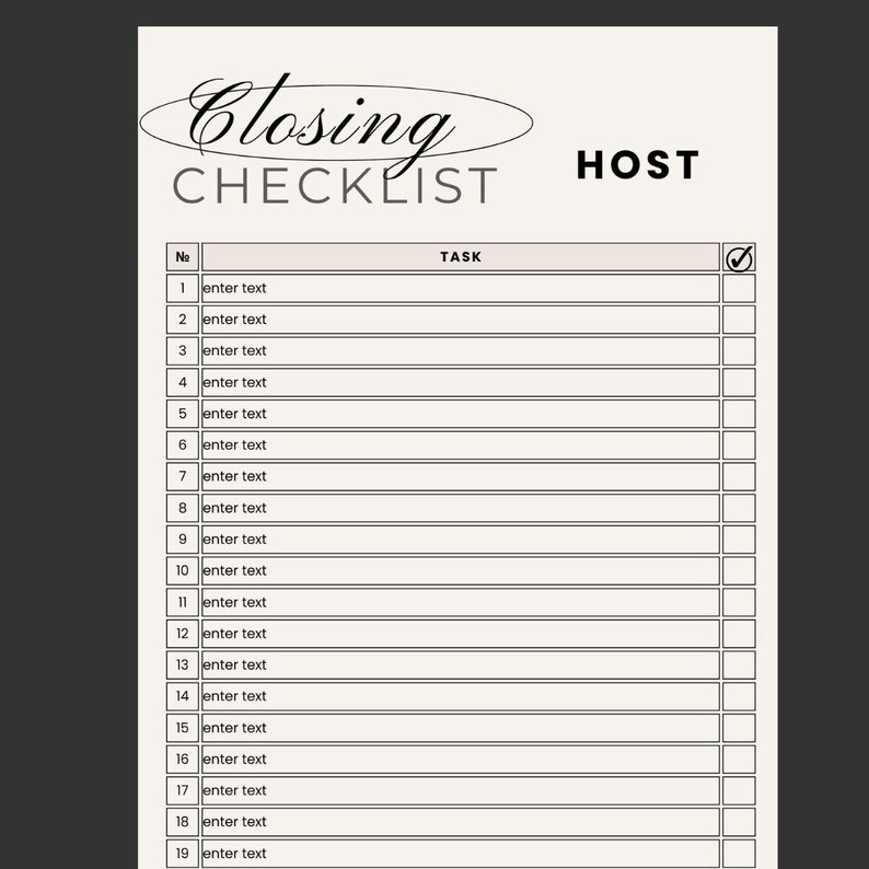 Restaurant Employee Checklist for Opening & Closing Tasks. Templates ...