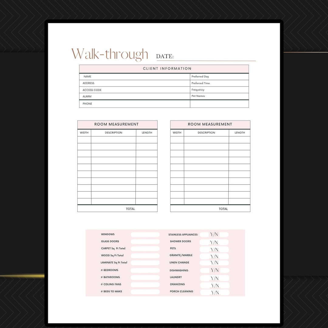 Cleaning Business Walkthrough Form: Residential & Commercial Quote (digital Download) - Etsy